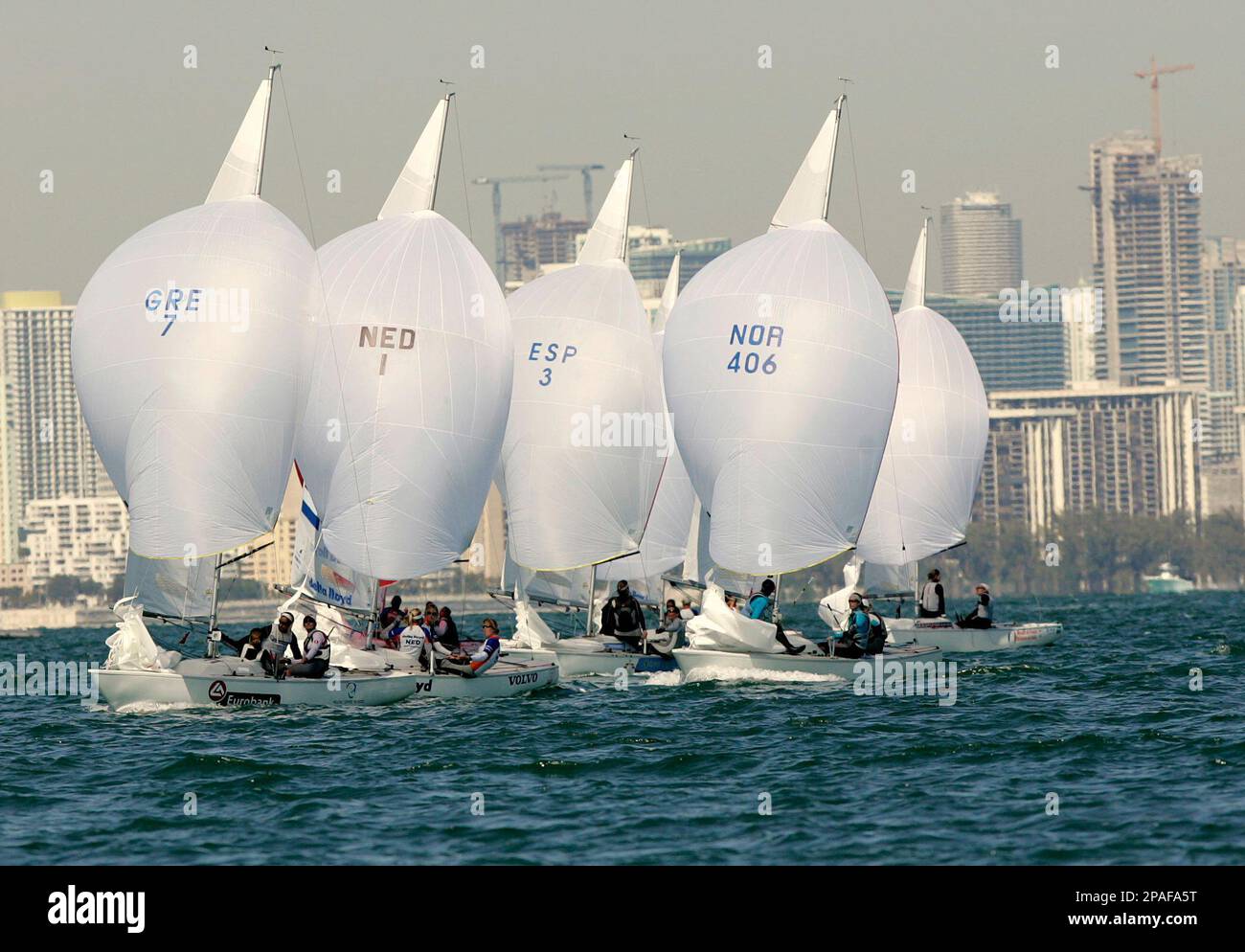 Sailing teams representing Greece, the Netherlands, Spain and Norway ...