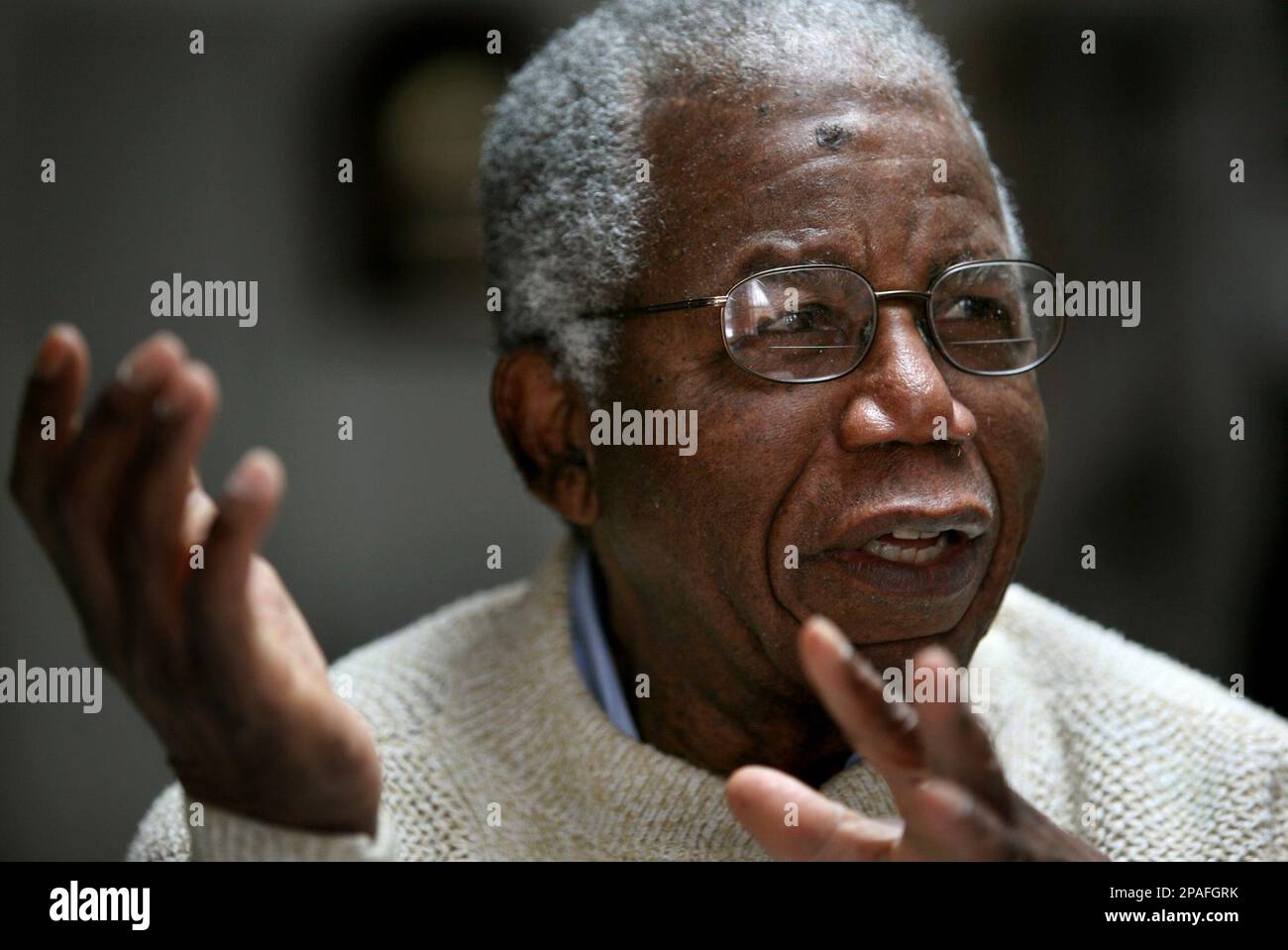 Chinua Achebe, Nigerian-born novelist and poet speaks about his works ...