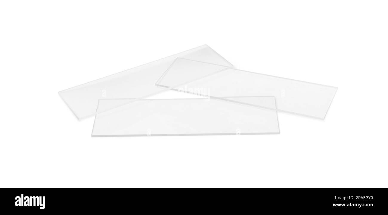 Clean glass microscope slides on white background Stock Photo - Alamy