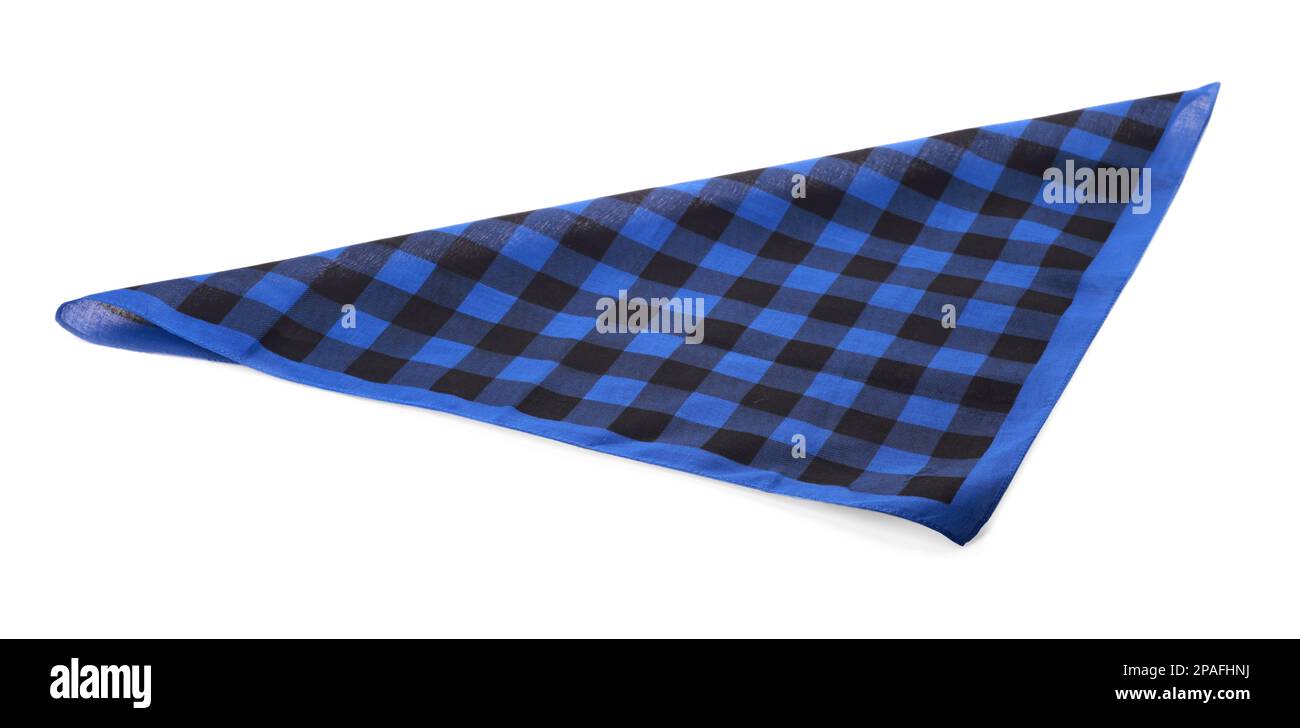 Folded blue bandana with check pattern isolated on white Stock Photo ...