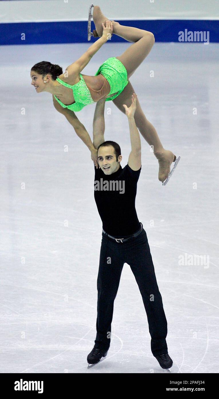 Tiffany Vise, top, and Derek Trent of the United States perform their ...