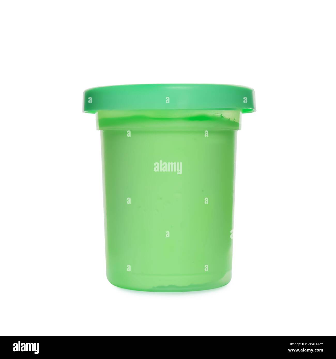 Plastic container with color play dough isolated on white Stock Photo ...