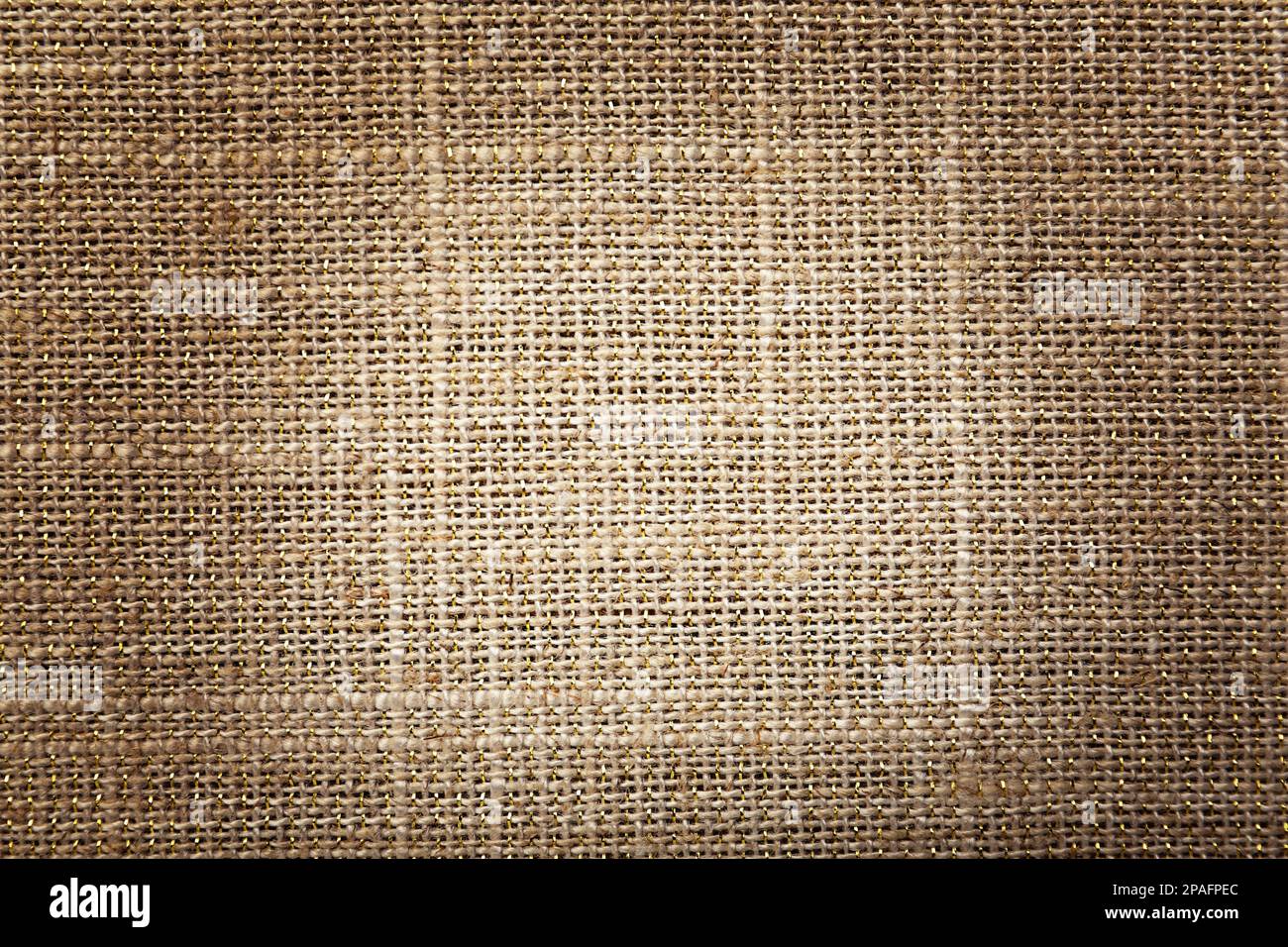 Texture of natural burlap fabric as background, top view. Vignette ...