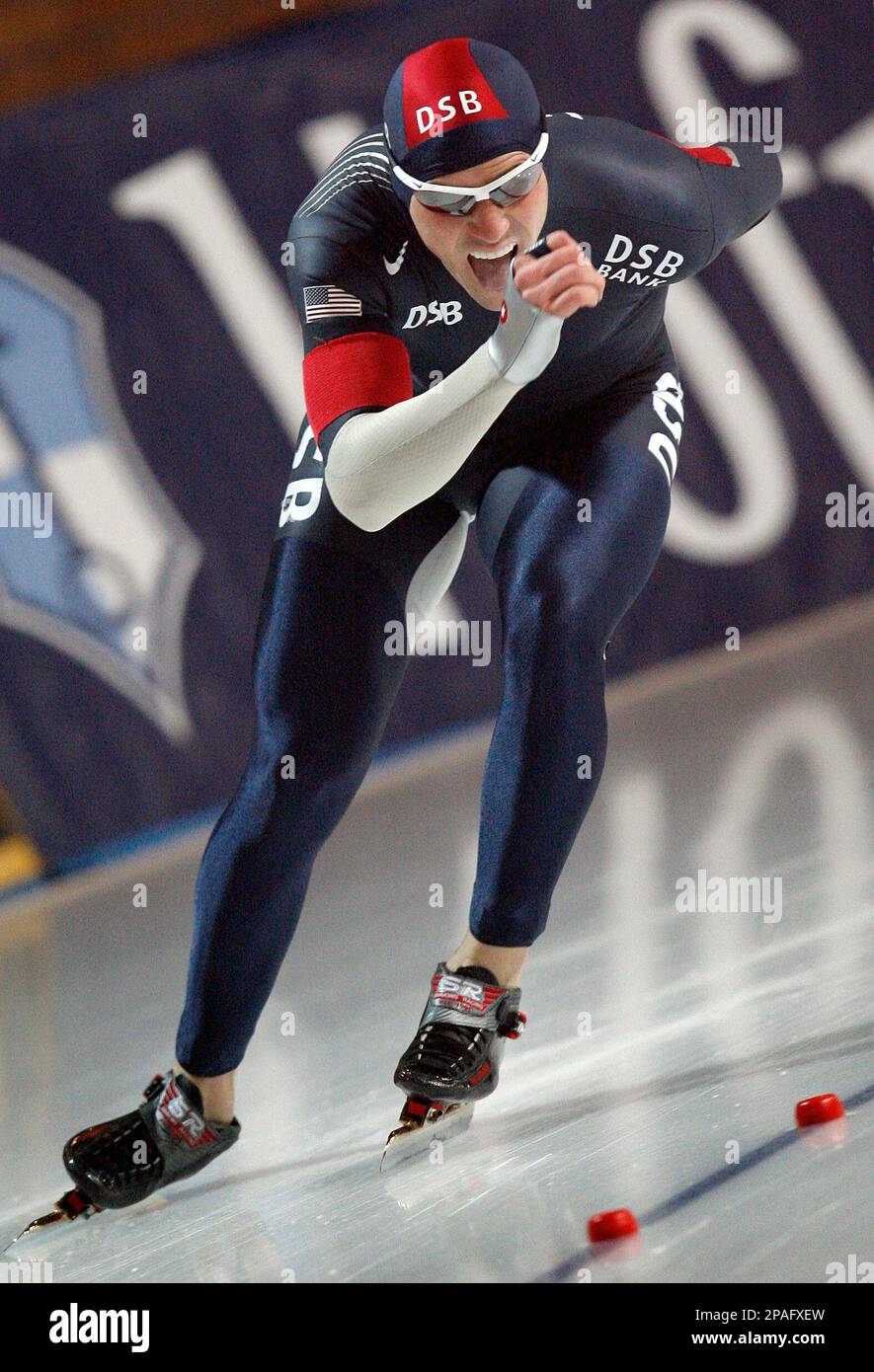 Chad Hedrick from The United States of America skates his 1,500 meter ...