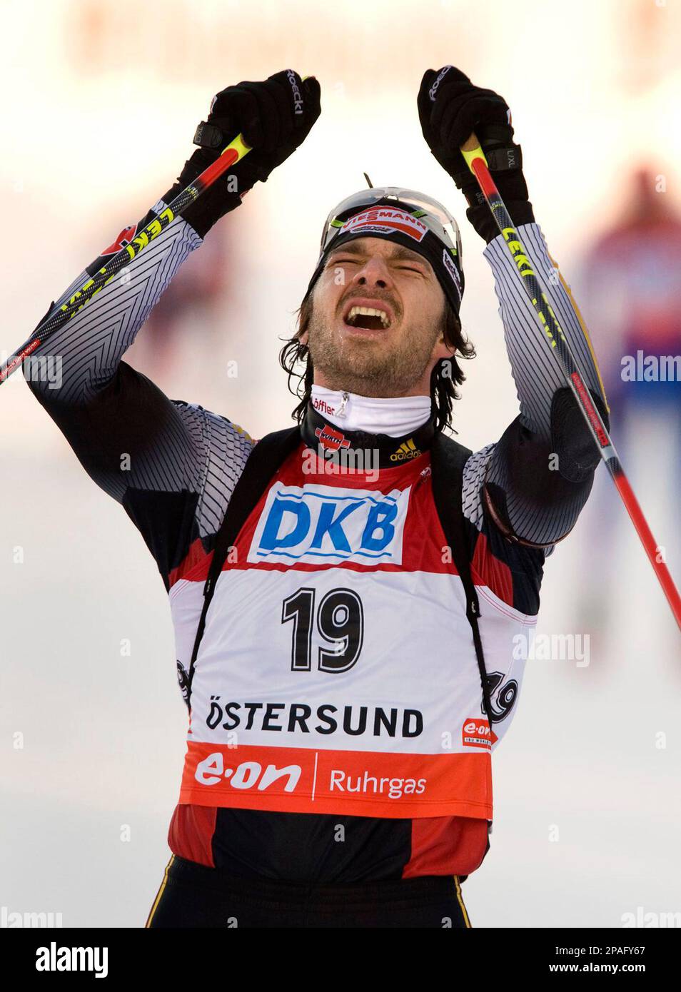 Alexander Wolf of Germany reacts after taking the third place in the 12 ...