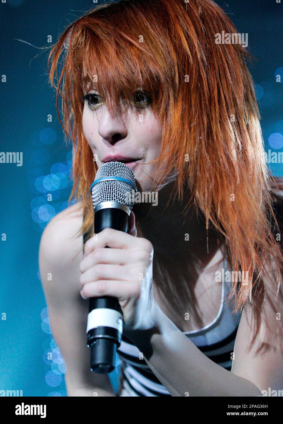 Singer Hayley Williams of the rock band Paramore performs at a party ...