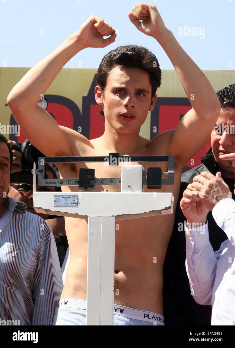 Junior middleweight Mexican boxer Julio Cesar Chavez Jr. poses during ...