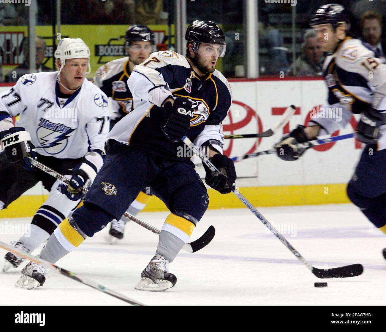 Nashville Predators forward Alexander Radulov (47), of Russia, carries ...
