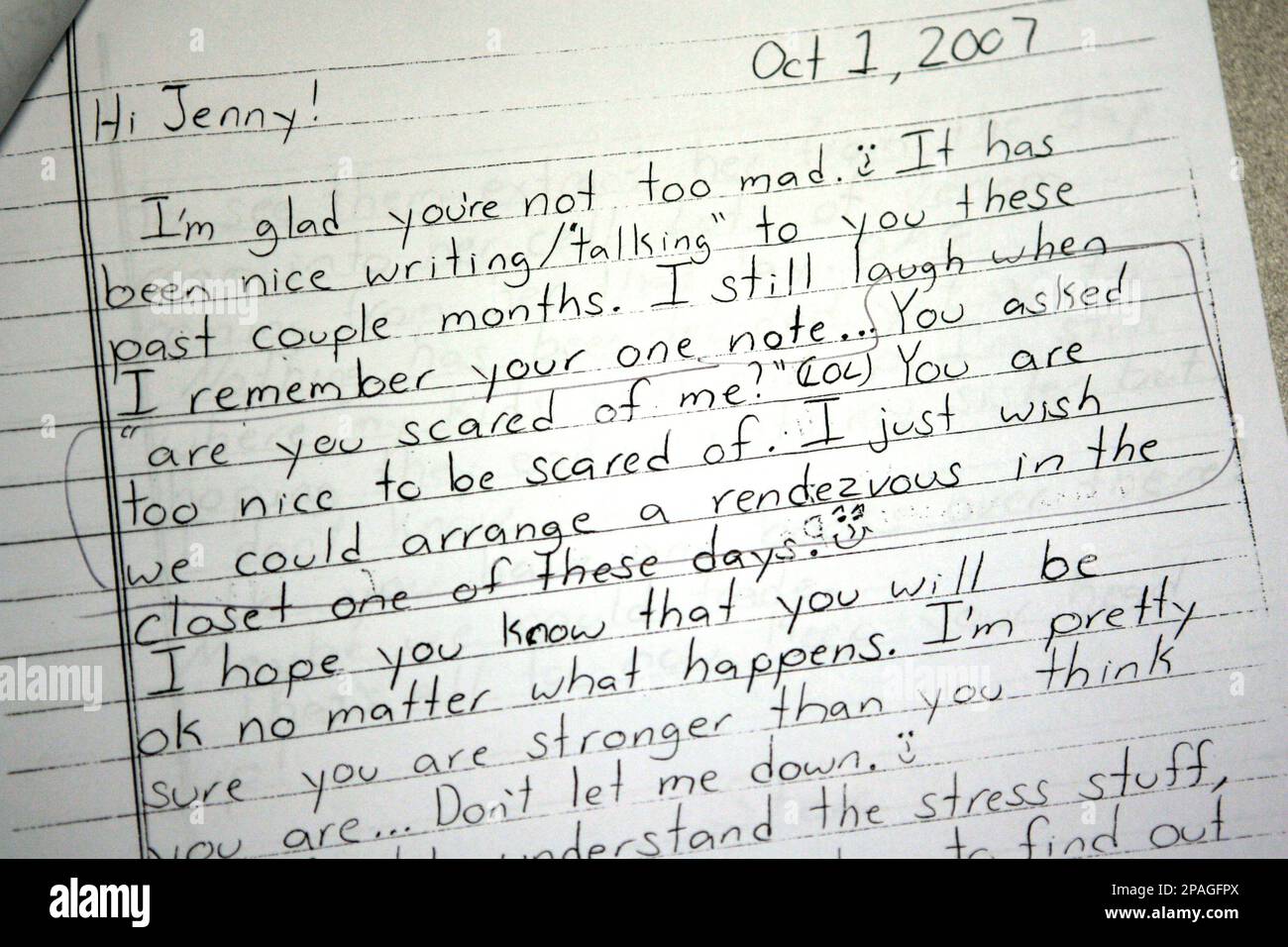 Closeup of correspondence between convicted killers Stephen Grant and ...