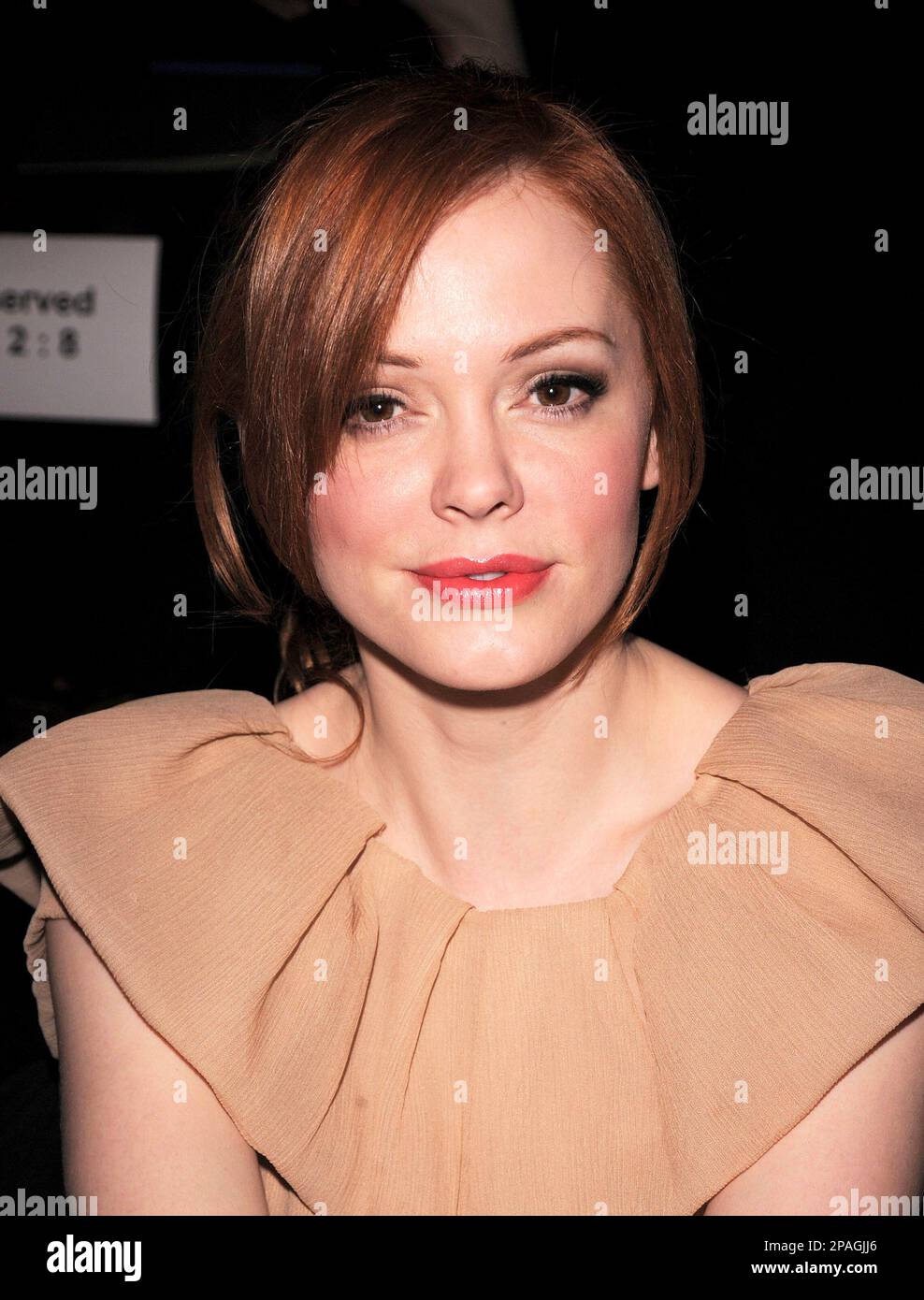 Actress Rose McGowan attends the Max Azria 2008 Fall Collection during Fashion Week, Monday, Feb ...