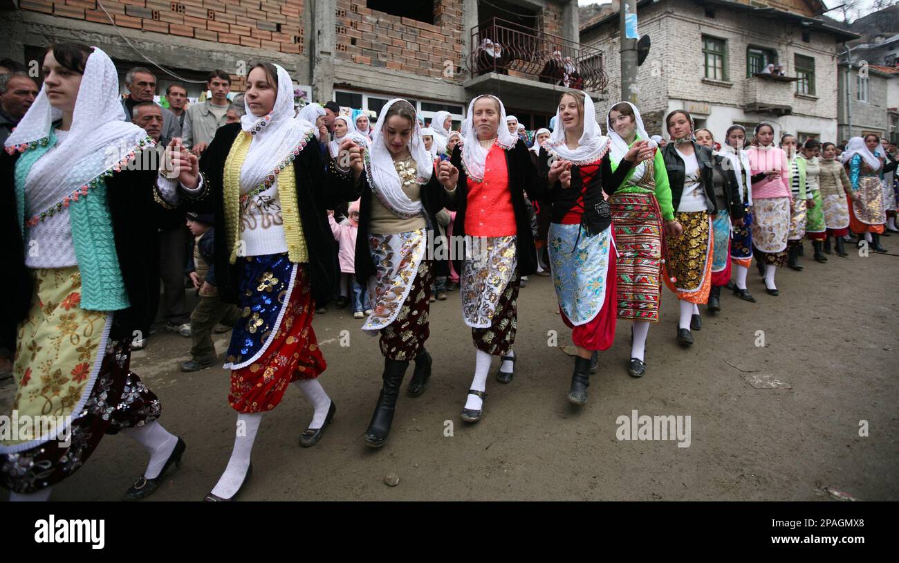 Bulgarian Muslim perform a dance during a two day wedding ceremony in ...