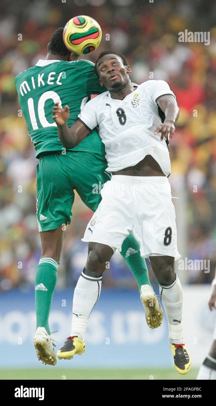 Ghana's Michael Essien , right, challenges Nigeria's John Obi Mikel ...