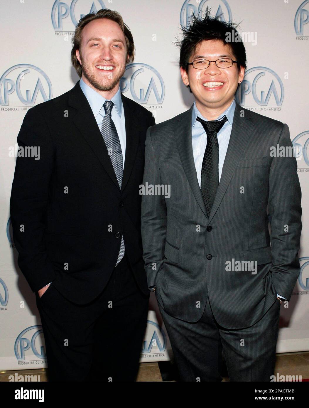 YouTube co-founders Chad Hurley, left, and Steve Chen, right, arrive at ...