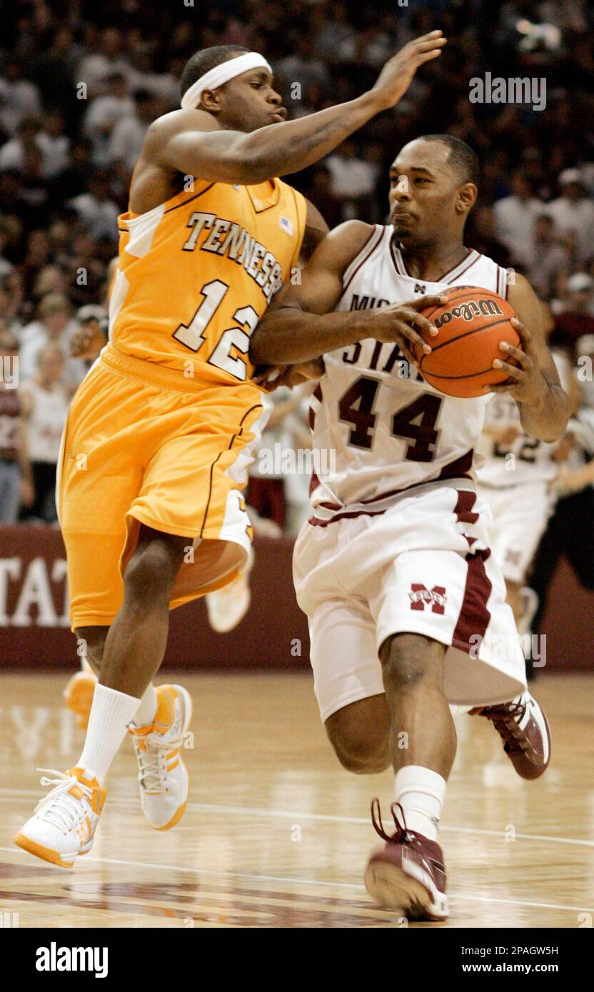Mississippi State guard Jamont Gordon (44) tries to dribble against ...
