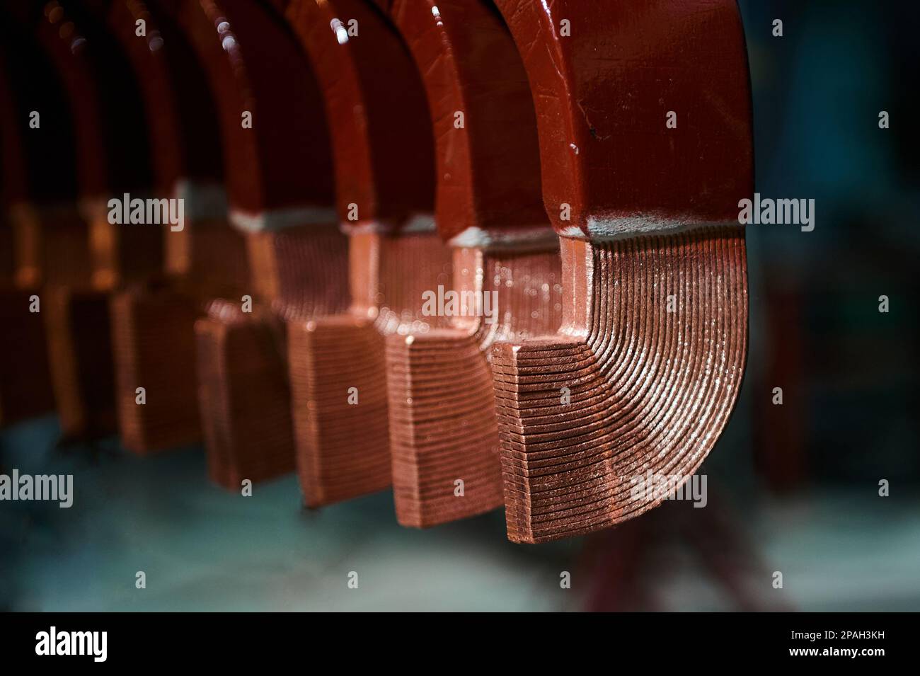Copper bus elements of stator winding of electric motor Stock Photo - Alamy