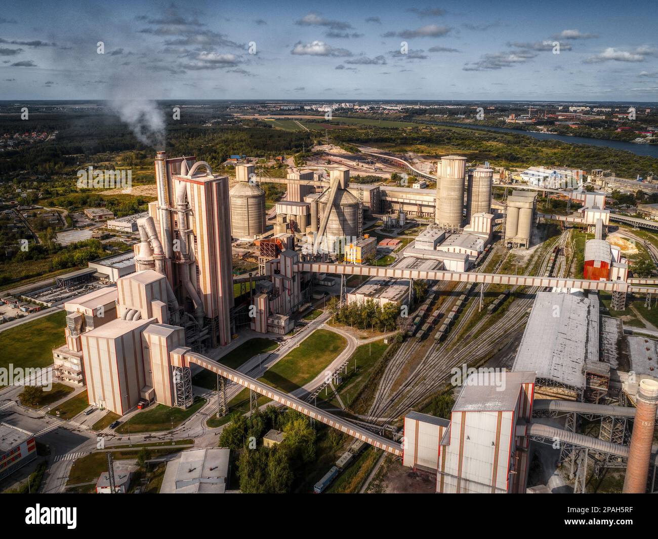 Modern cement plant at producing cement and lime process Stock Photo ...