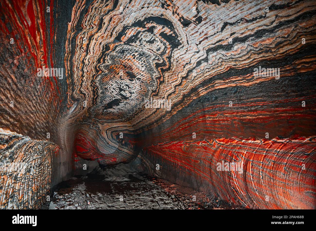 Amazing colorful patterns on walls of sylvinite salt quarry Stock Photo ...