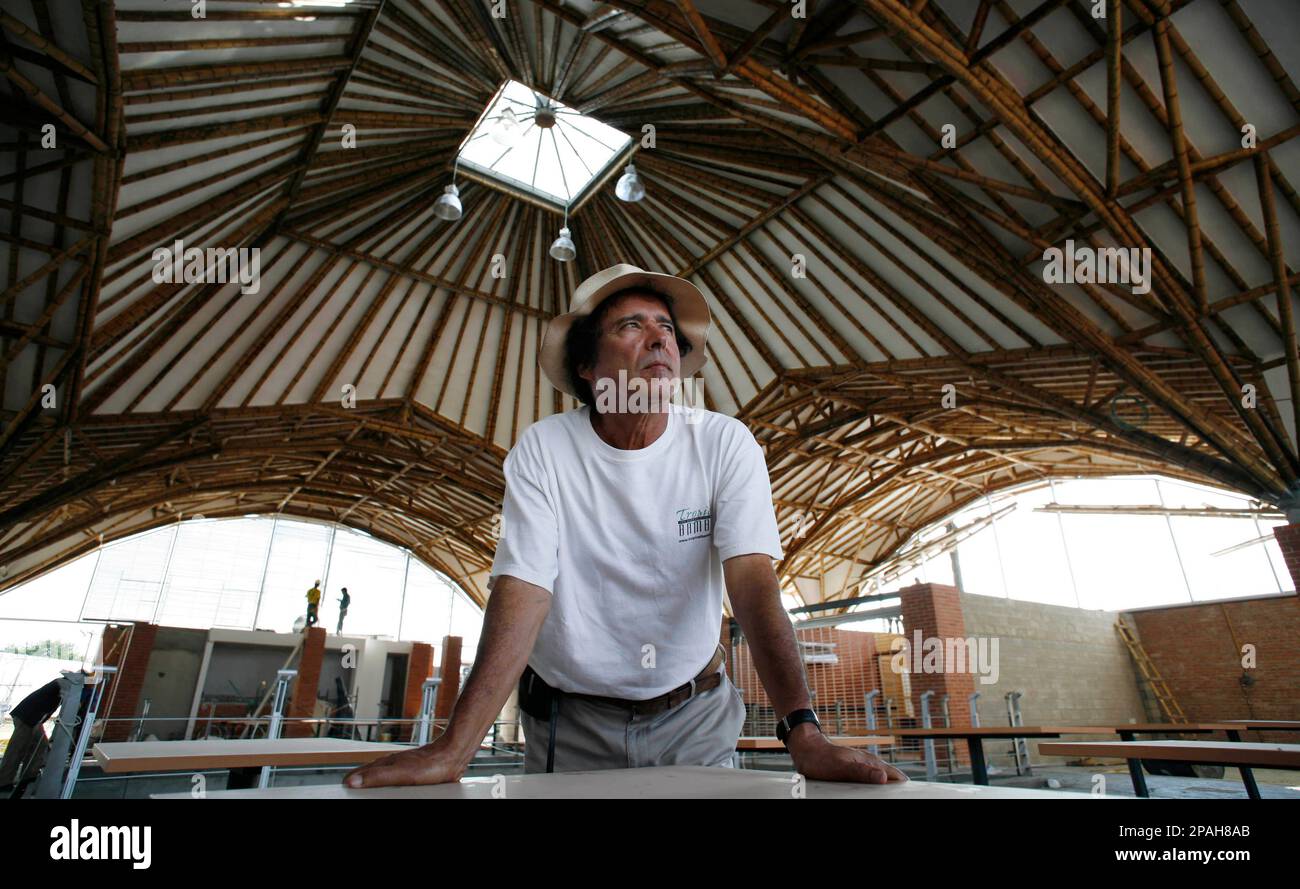 Colombian architect Simon Velez stands beneath a dome he is building ...