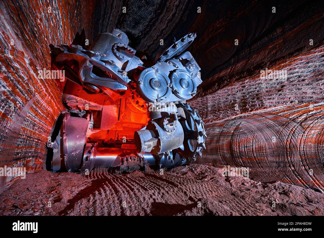 Mining machine with different saws in mineral quarry Stock Photo - Alamy