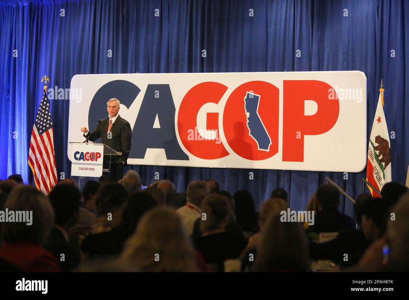 Speaker of the House Kevin McCarthy, R-Calif., speaks at the CAGOP Organizing Convention in ...