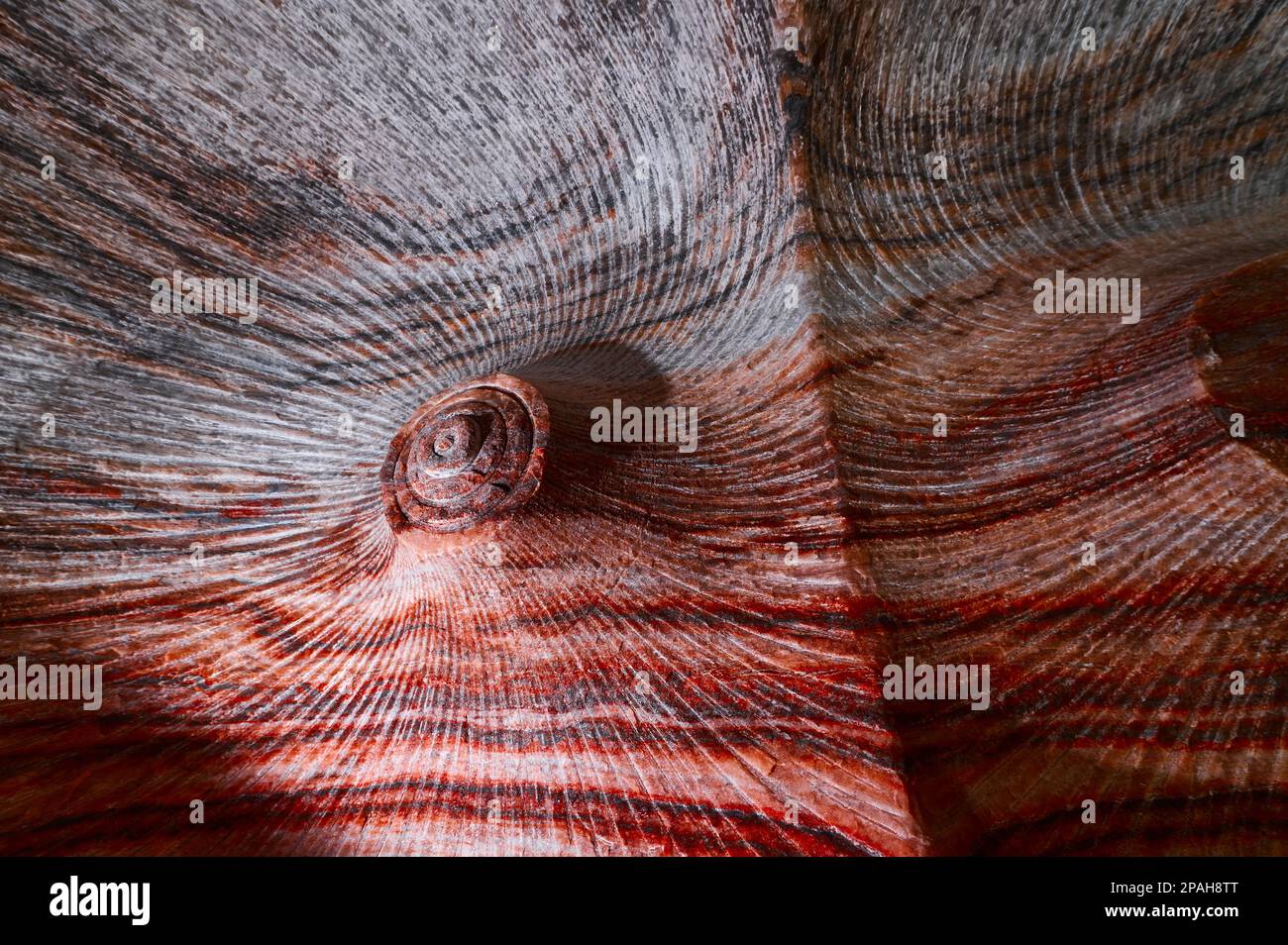 Red and orange patterns on ceiling of sylvinite salt quarry Stock Photo ...