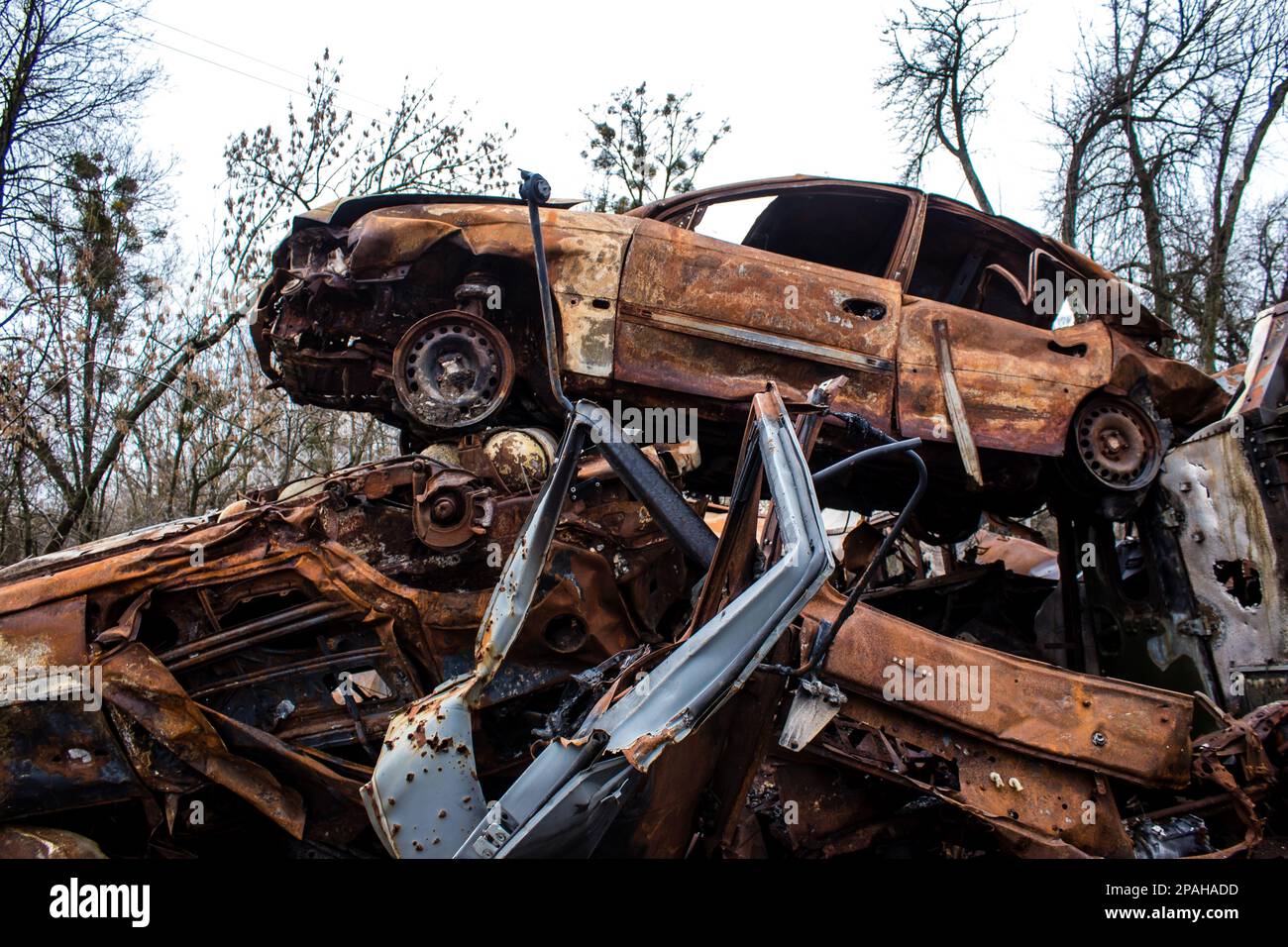 The cemetery of destroyed civilian vehicles in Irpin, the town that ...