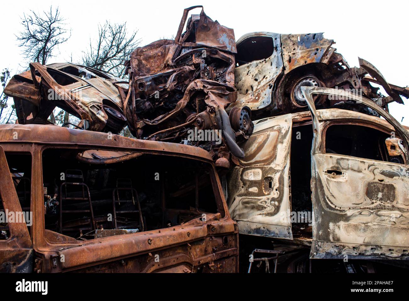 The cemetery of destroyed civilian vehicles in Irpin, the town that ...