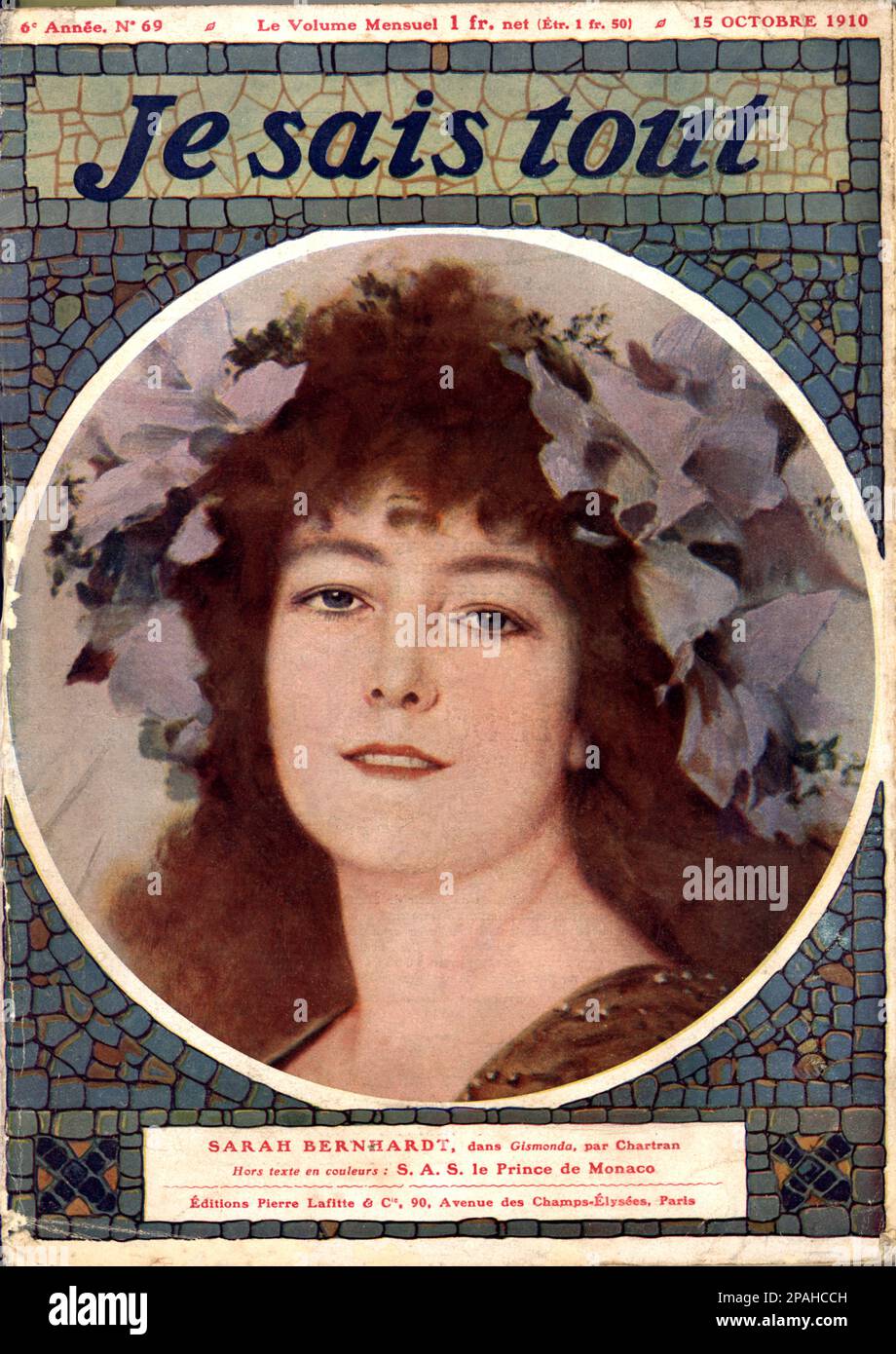 The french most celebrated theatre actress SARAH BERNHARDT , in ...