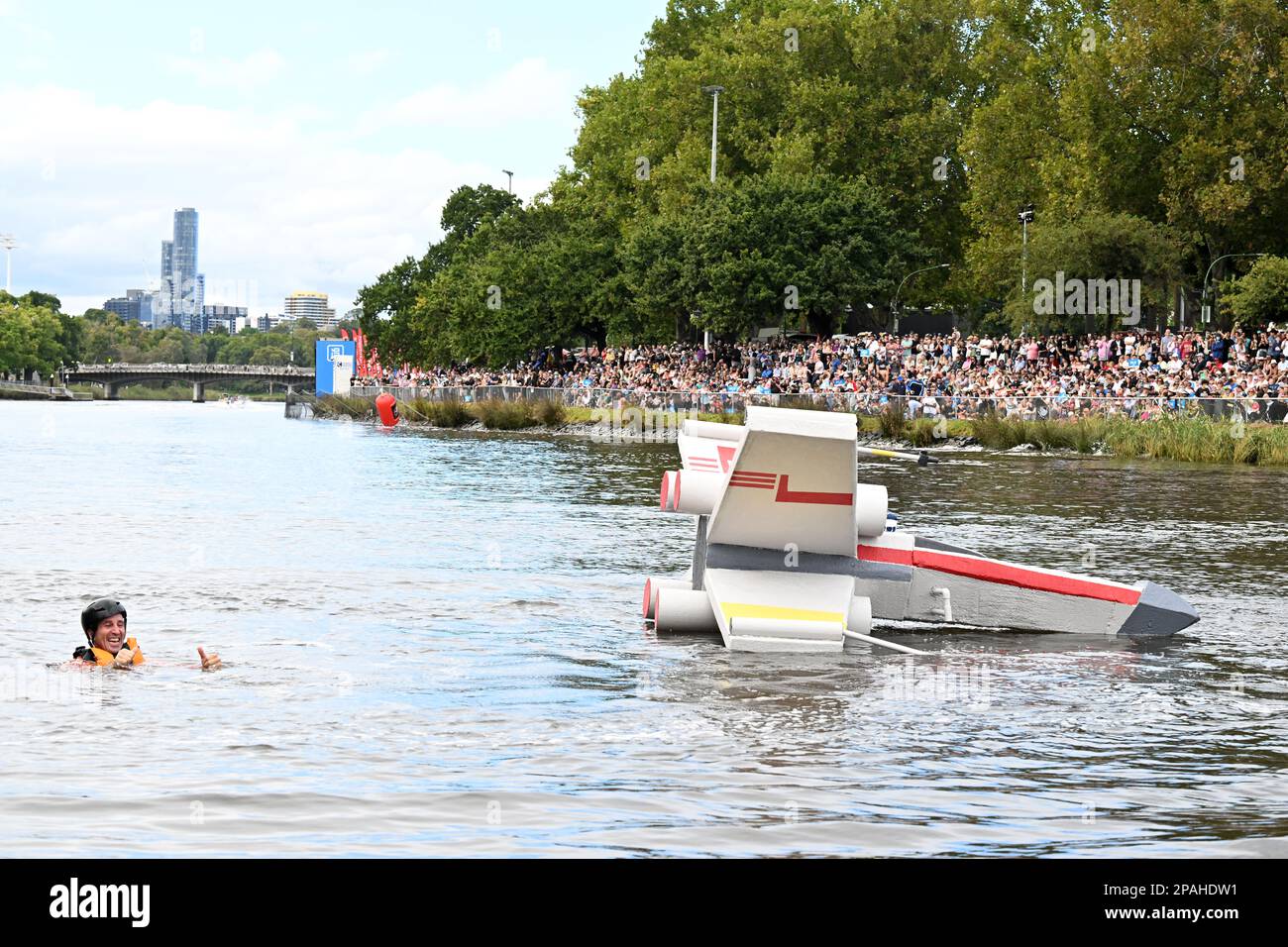 Daniel Mazzei participates in the Birdman Rally during the Moomba ... Daniel Mazzei participates in the Birdman Rally during the Moomba ...