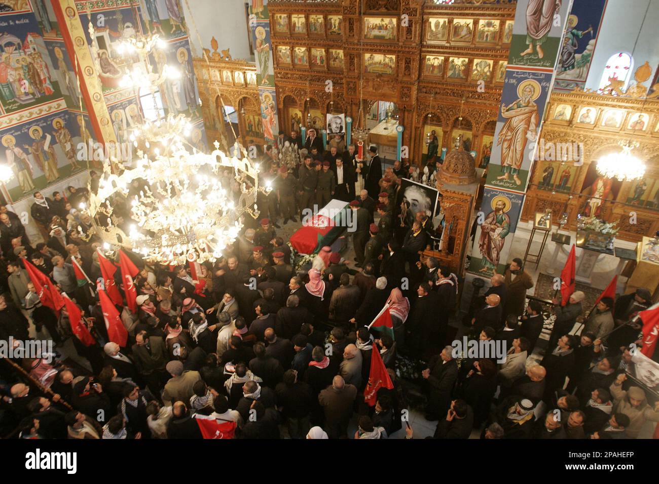 The coffin of George Habash, founder of the Popular Front for the ...