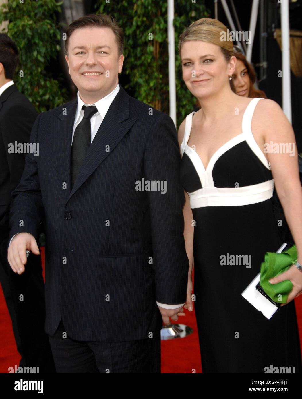 Ricky Gervais, left, and Jane Falon arrive at the 14th Annual Screen ...