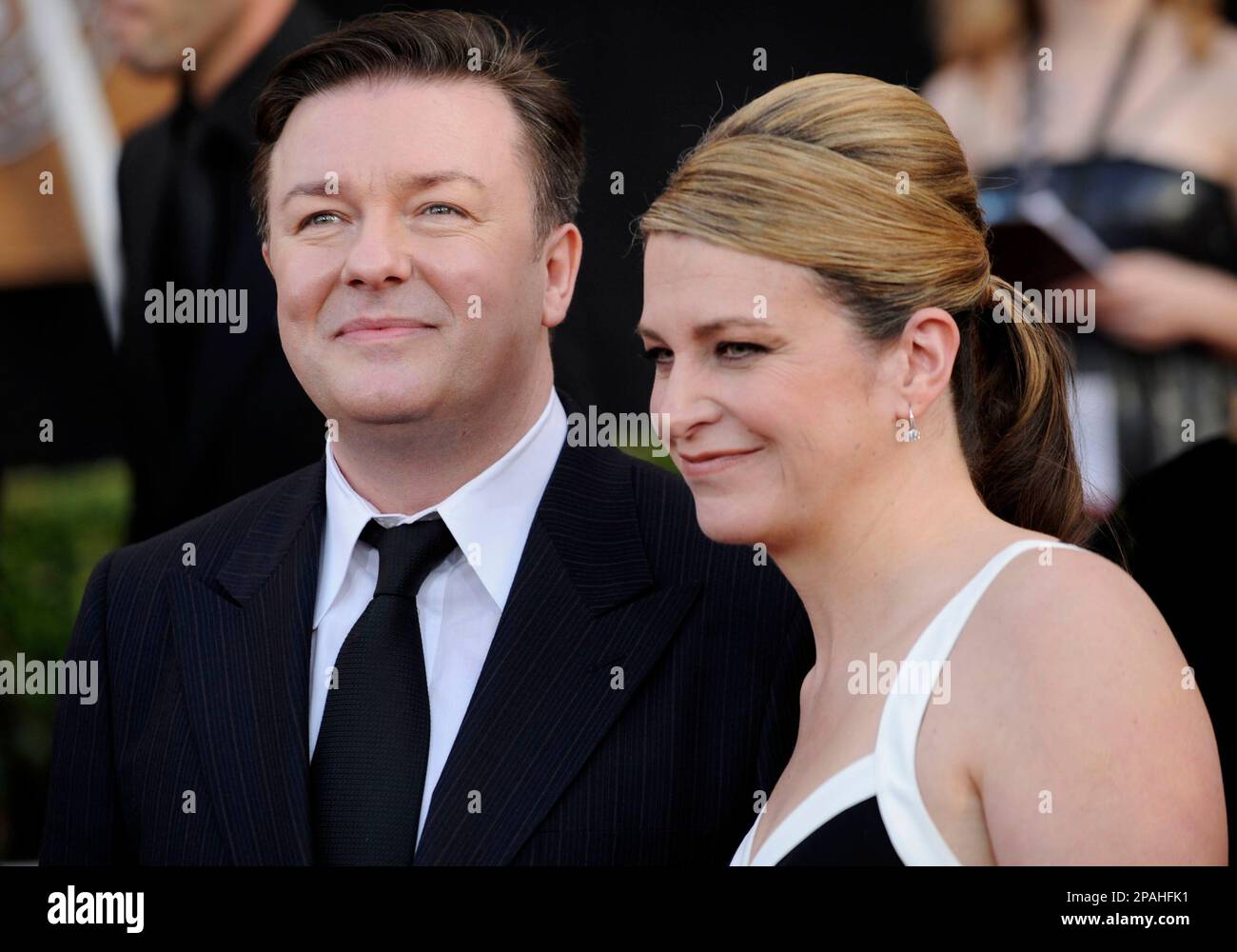Ricky Gervais, left, and Jane Falon arrive at the 14th Annual Screen ...