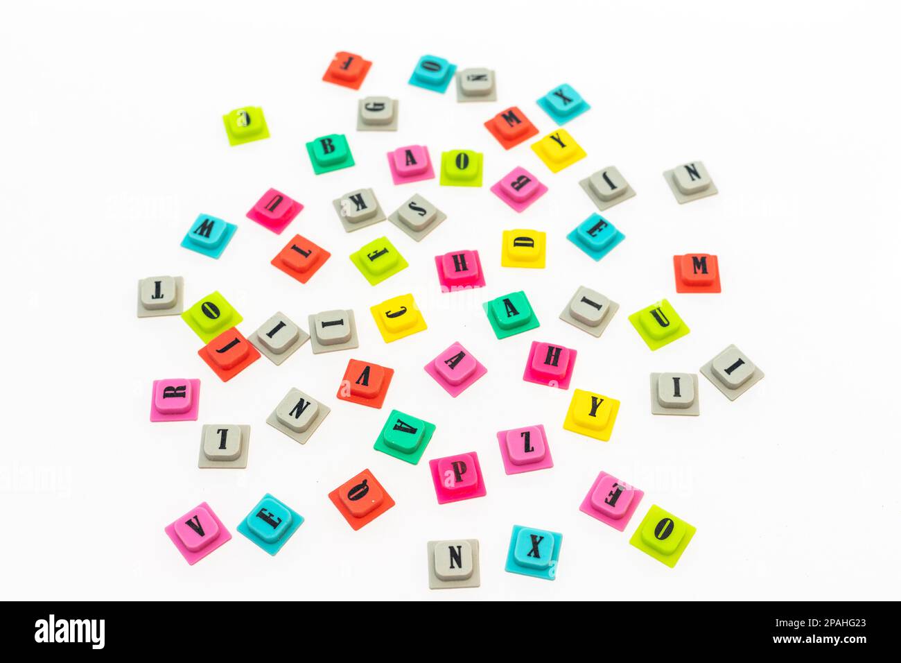 Colorful alphabet letters isolated on white background. selective focus ...