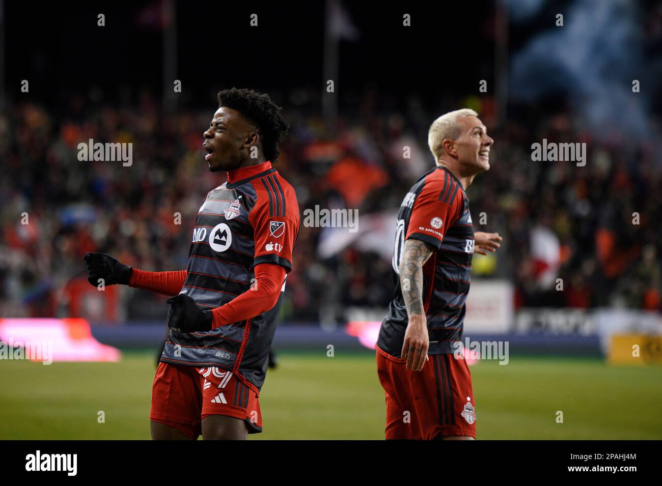 Toronto FC forward Deandre Kerr (29) and forward Federico Bernardeschi ...