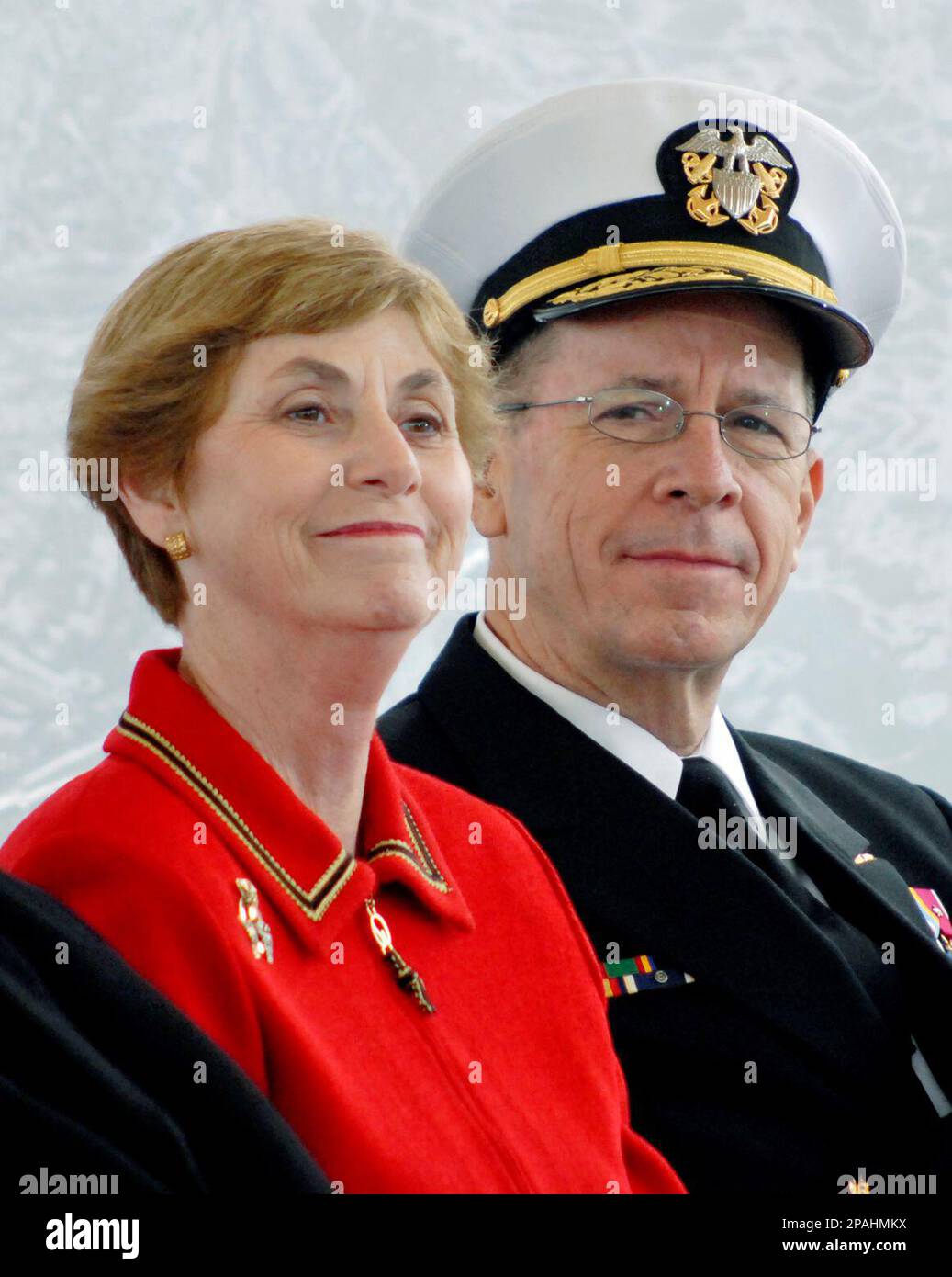 Deborah Mullen sits with her husband Michael Mullen, chair, Joint ...