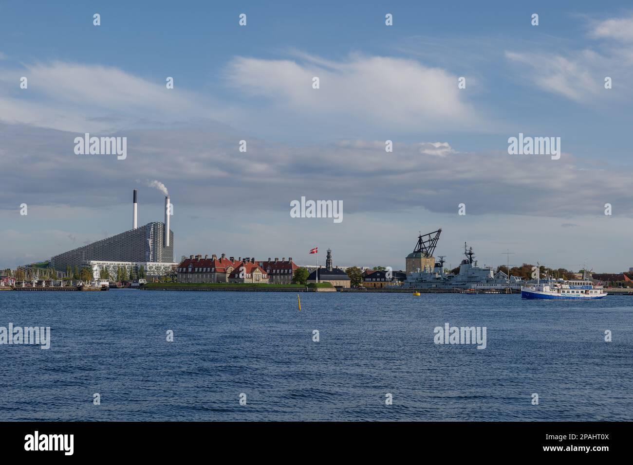Outdoor exterior view cityscape along waterfront and background of The ...
