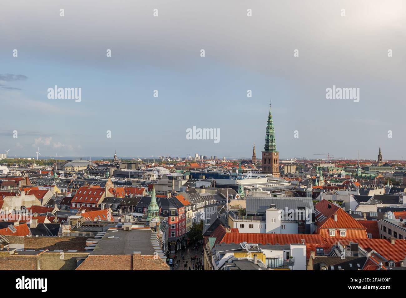 Aerial panoramic outdoor scenery view over Copenhagen, Denmark after ...