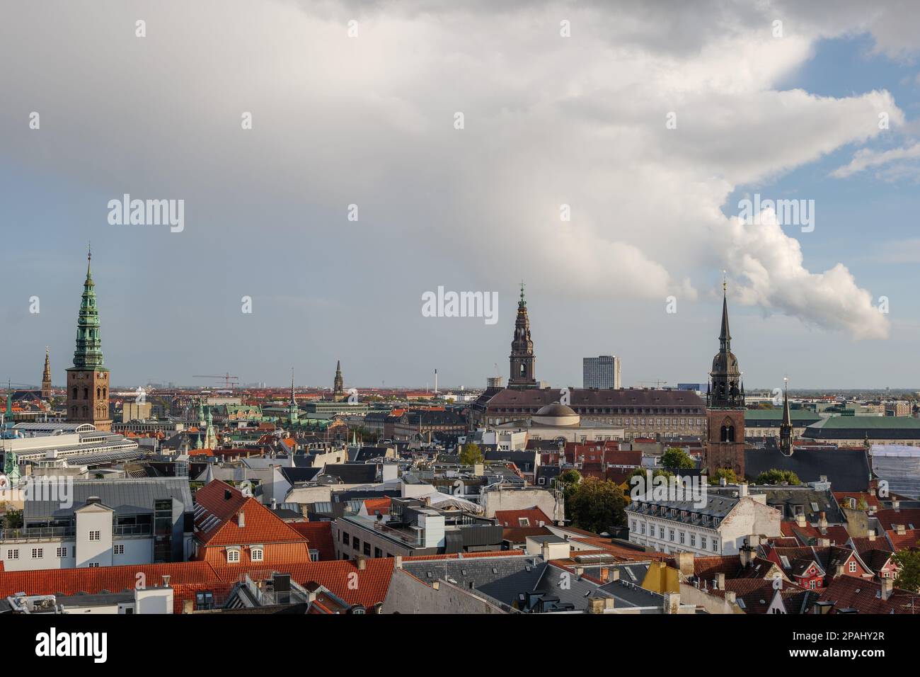 Aerial panoramic outdoor scenery view over Copenhagen, Denmark after ...