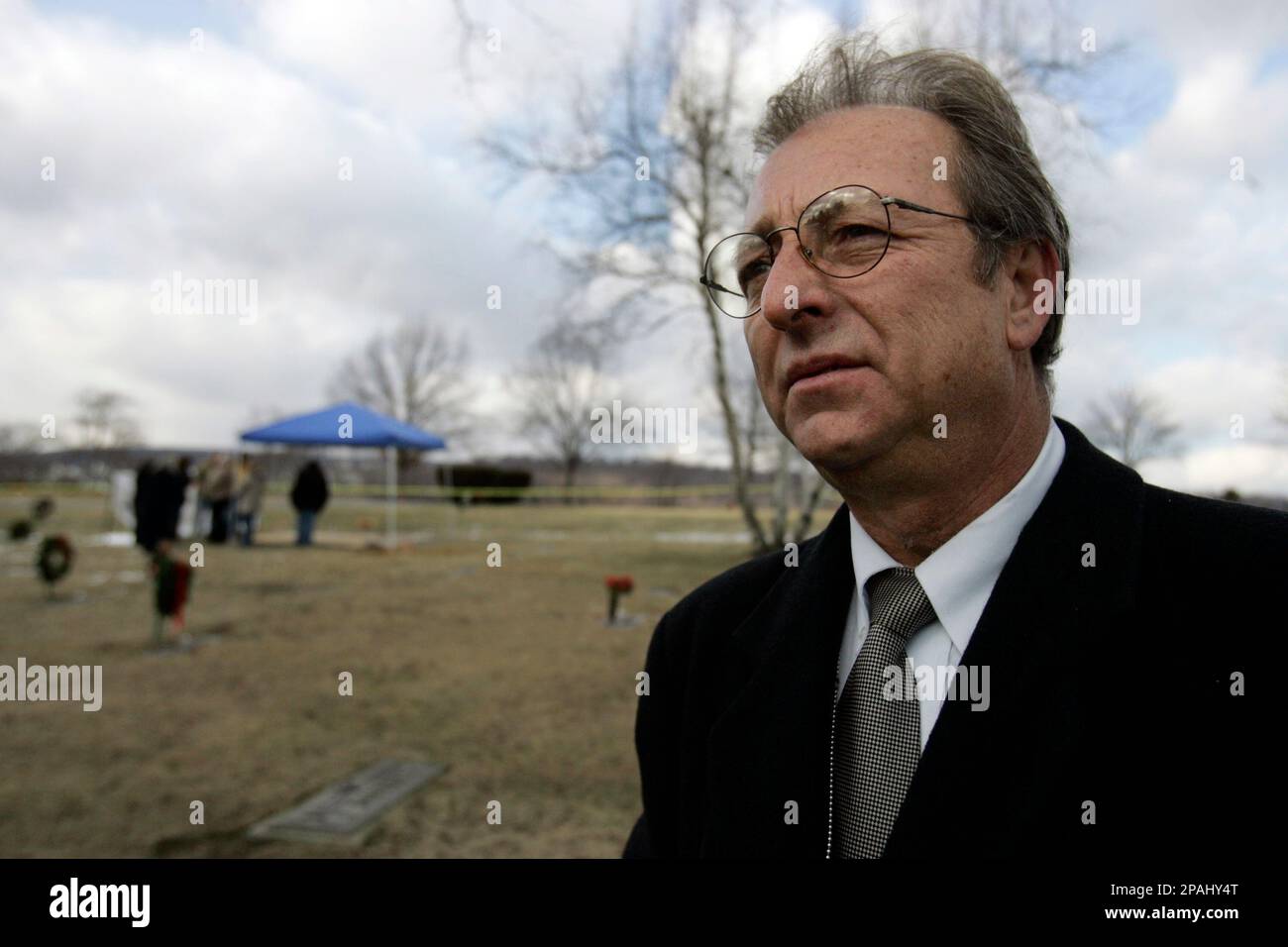 Schuylkill County Coroner Joseph Lipsett pauses after talking to media ...