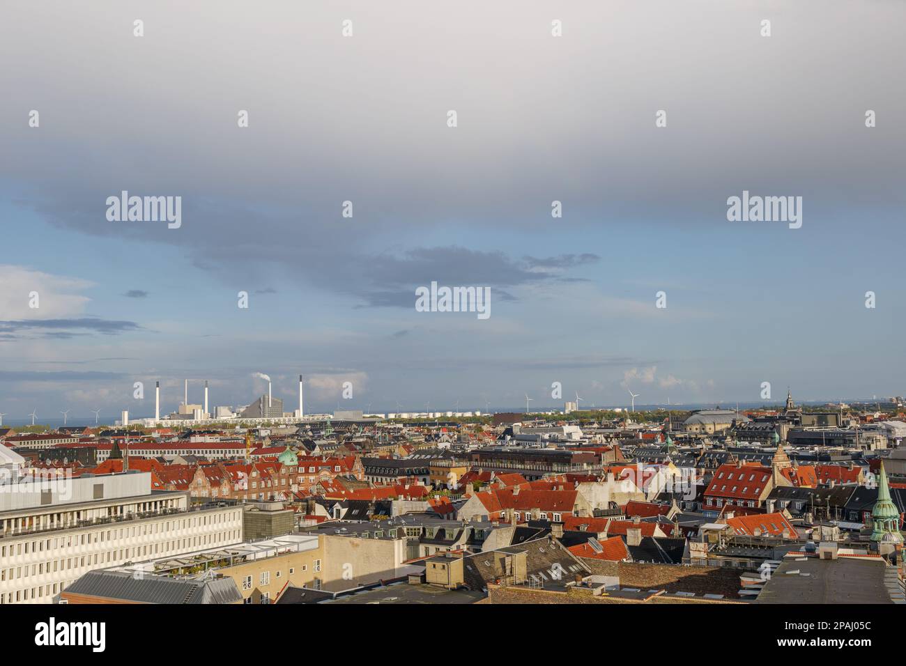 Aerial panoramic outdoor scenery view over Copenhagen, Denmark after ...