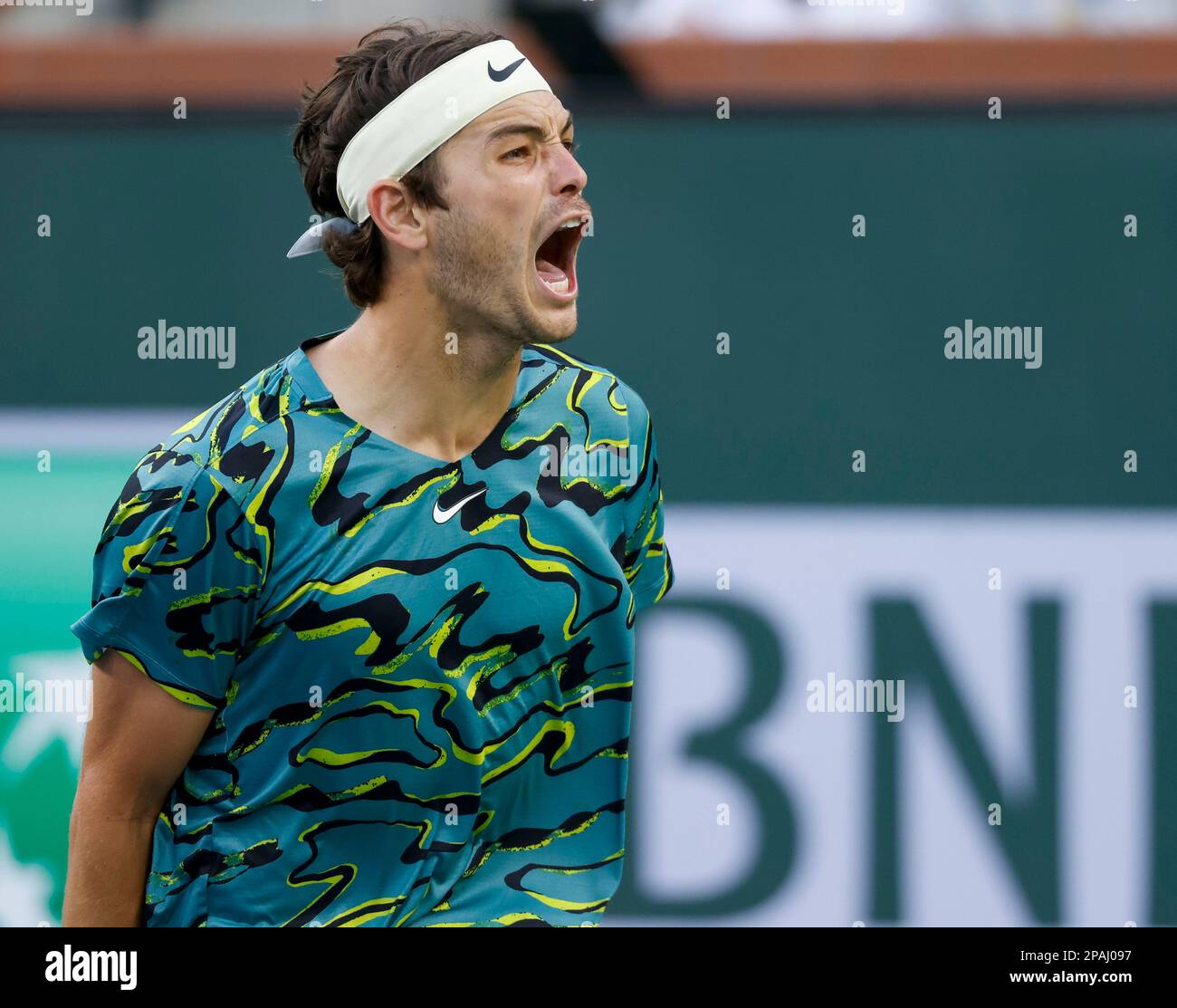 March 11, 2023 Taylor Fritz celebrates match point against Ben Shelton ...