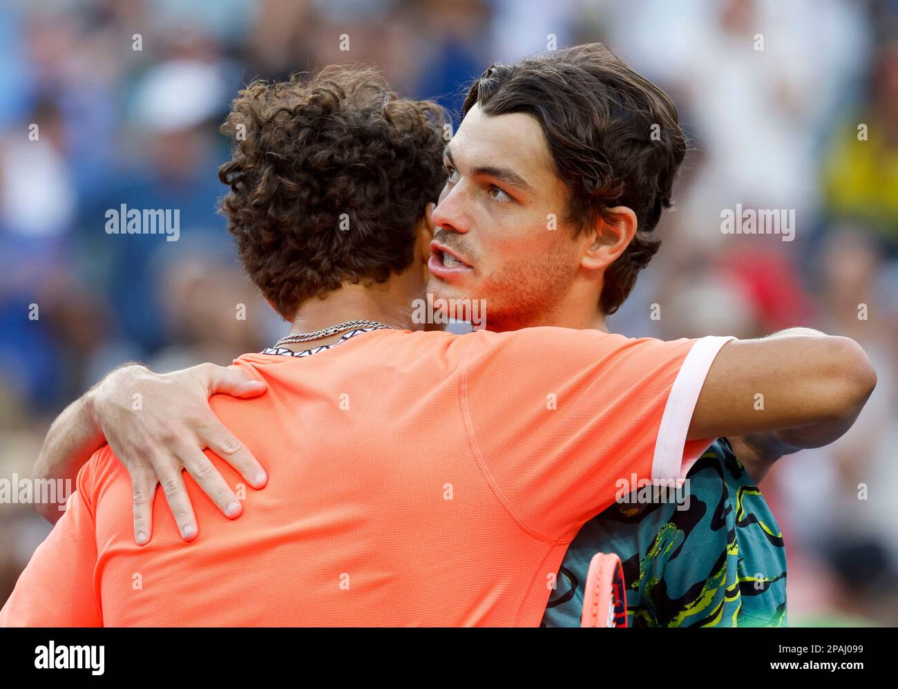 March 11, 2023 Ben Shelton congratulates Taylor Fritz after their match ...