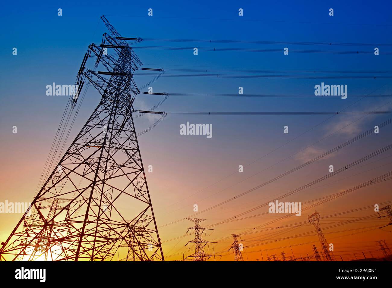 High voltage electric tower line Stock Photo - Alamy