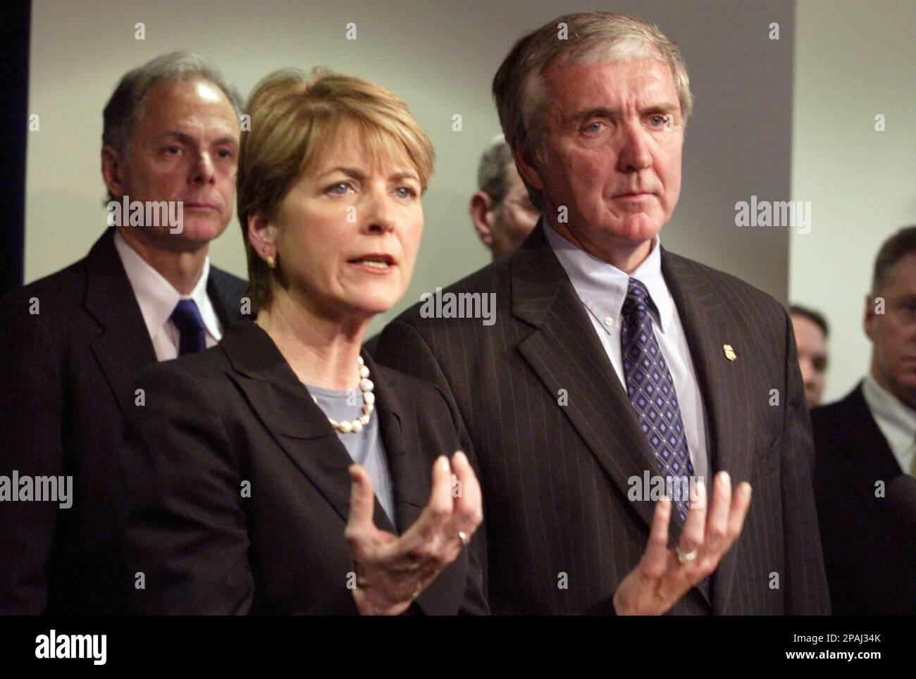 Massachusetts Attorney General Martha Coakley, left, speaks during a ...