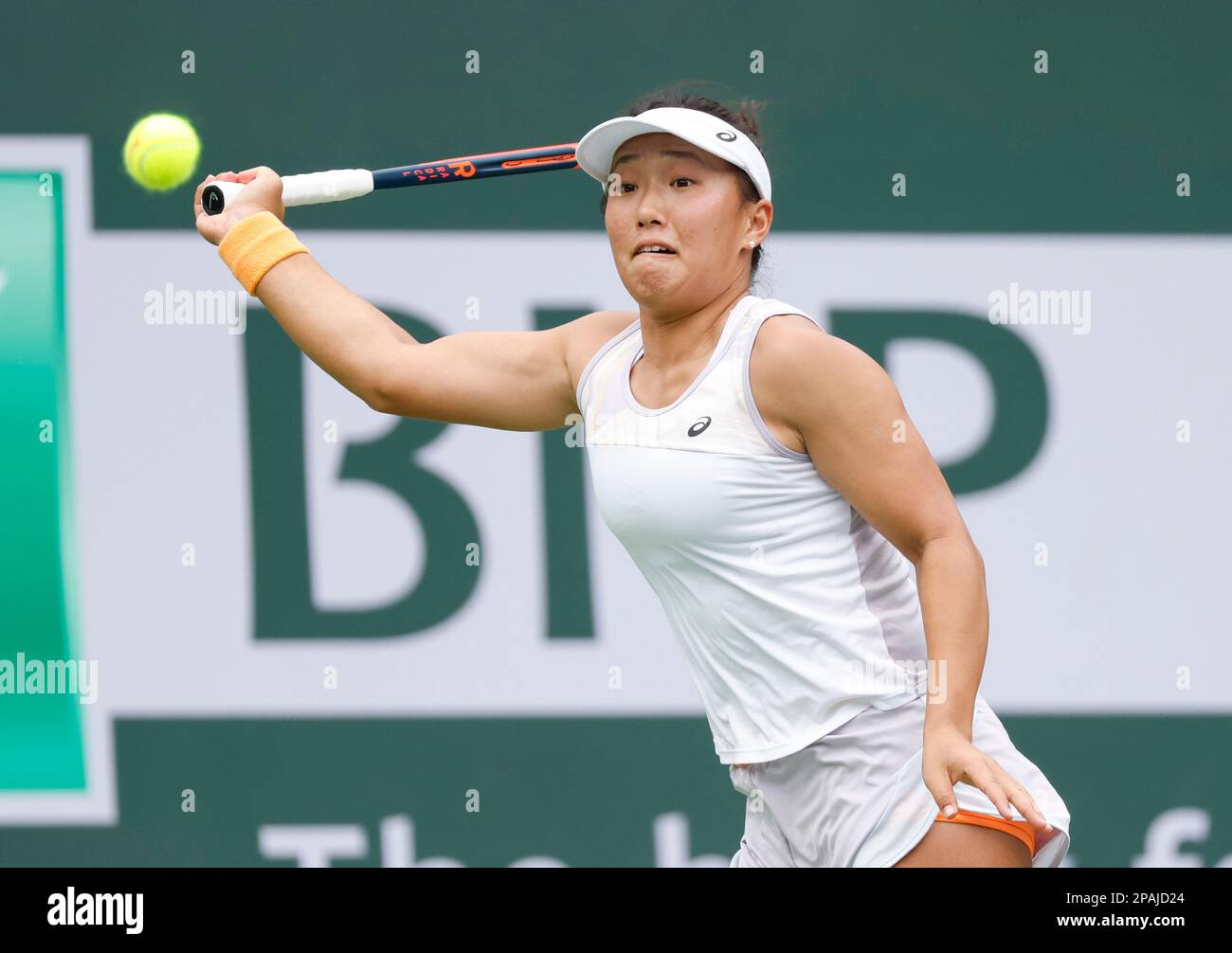 March 11, 2023 Claire Liu returns a shot against Iga Swiatek of Poland ...