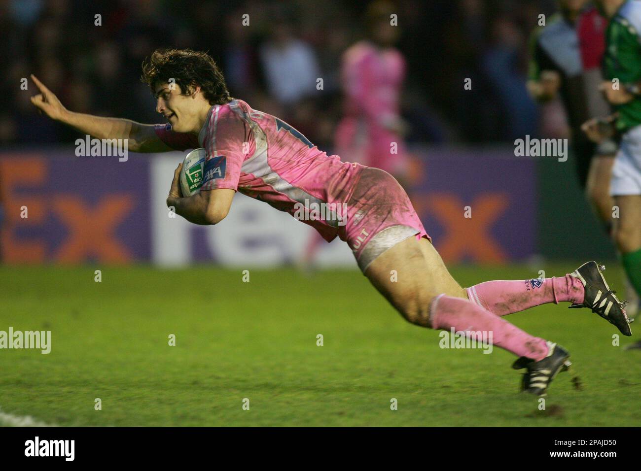 Stade Francais' David Skrela scores the 3rd try during their Heineken ...