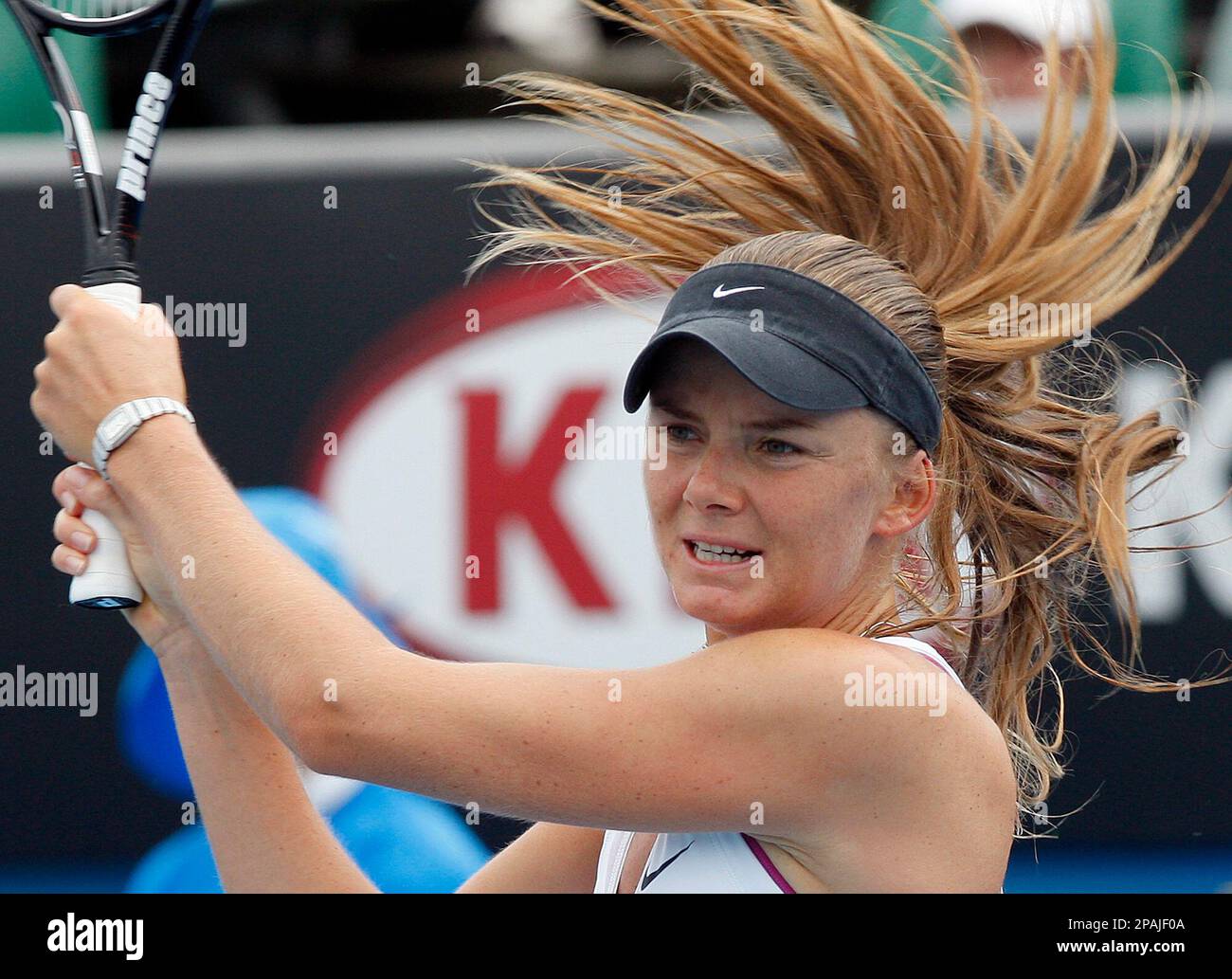 Daniela Hantuchova of Slovakia returns to Spain's Virginia Ruano ...
