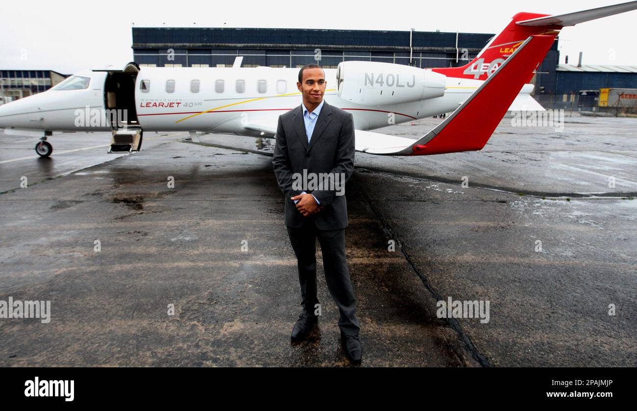 British Formula One Racing Driver Lewis Hamilton with his Bombardier ...