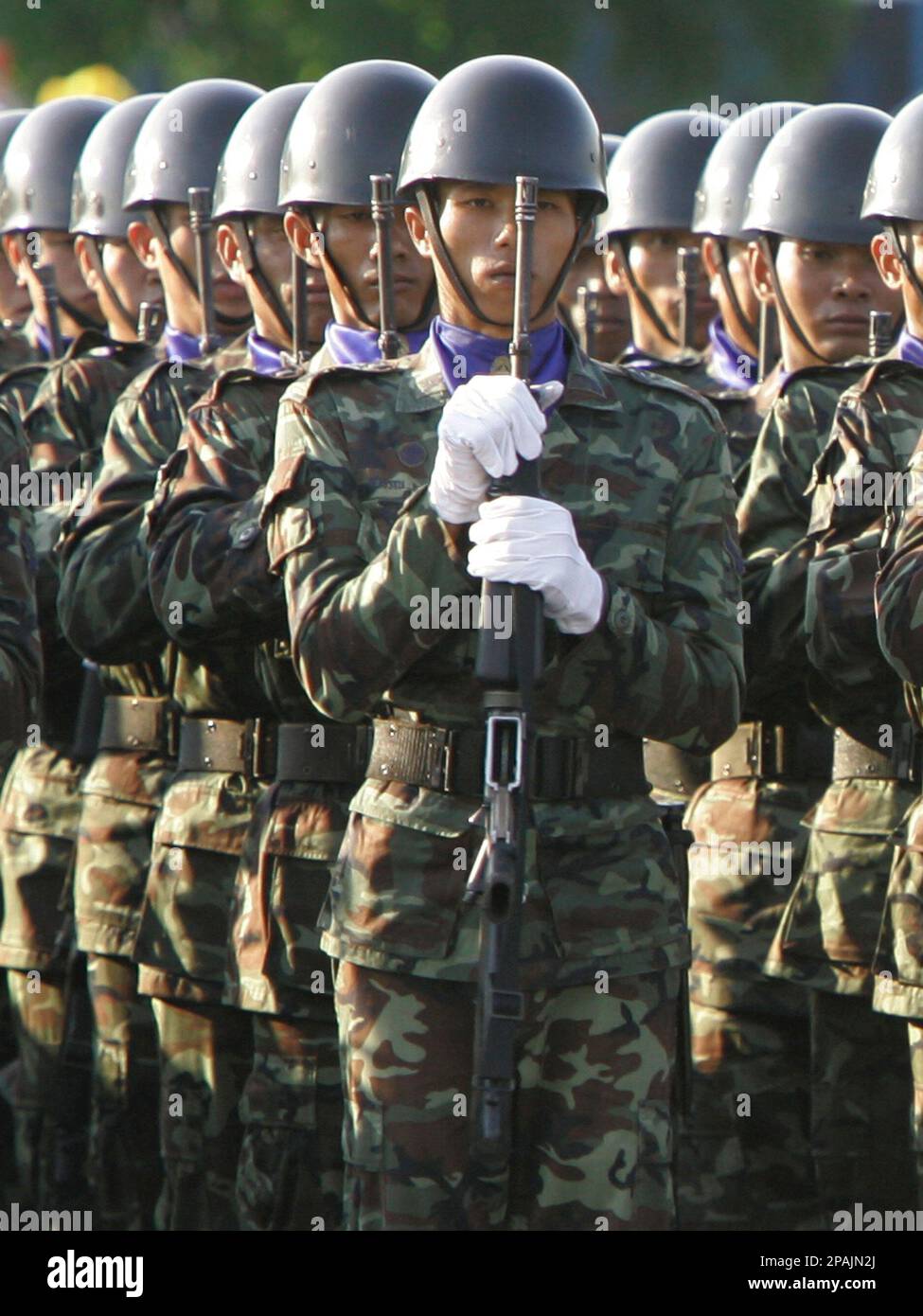 Thai soldiers salute during a ceremony marking Thailand's Armed Forces ...