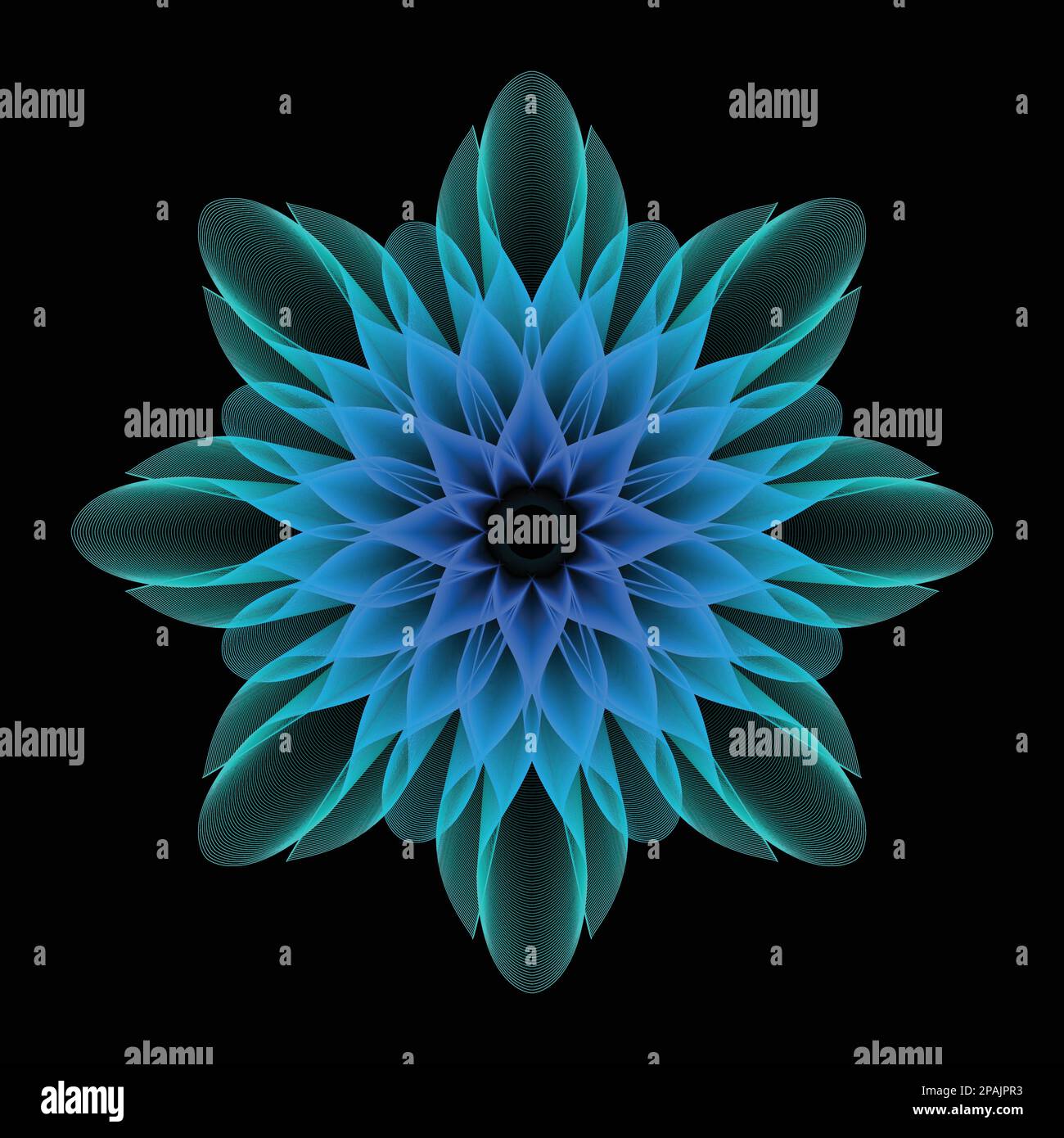 3D geometric gradient flower, decoration element. Digital colored ...